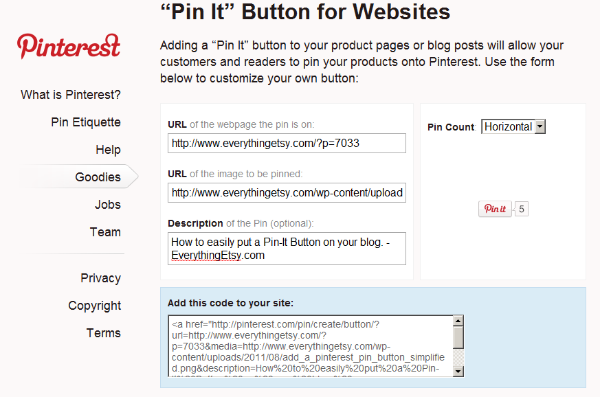 Put a Pinterest Pin Button on Your Blog {simplified and updated ...
