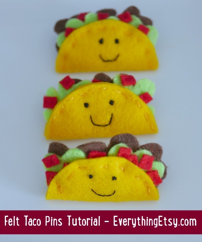 Felt Taco Pins Tutorial {Felt Flair Goodness} - EverythingEtsy.com