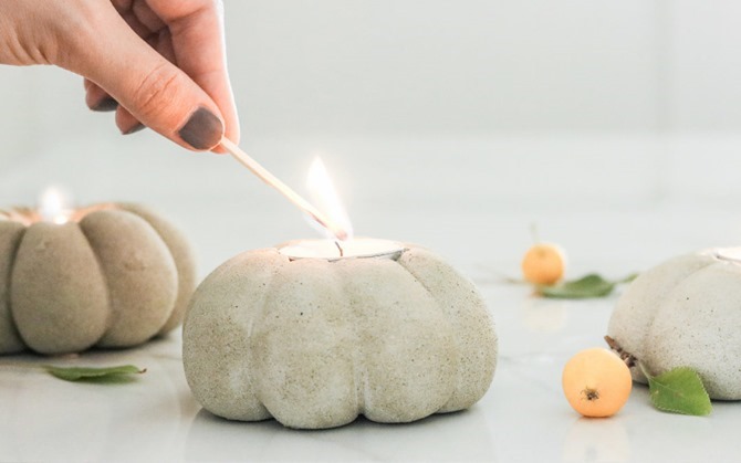 Cement Pumpkin Candle Tutorial - EverythingEtsy.com